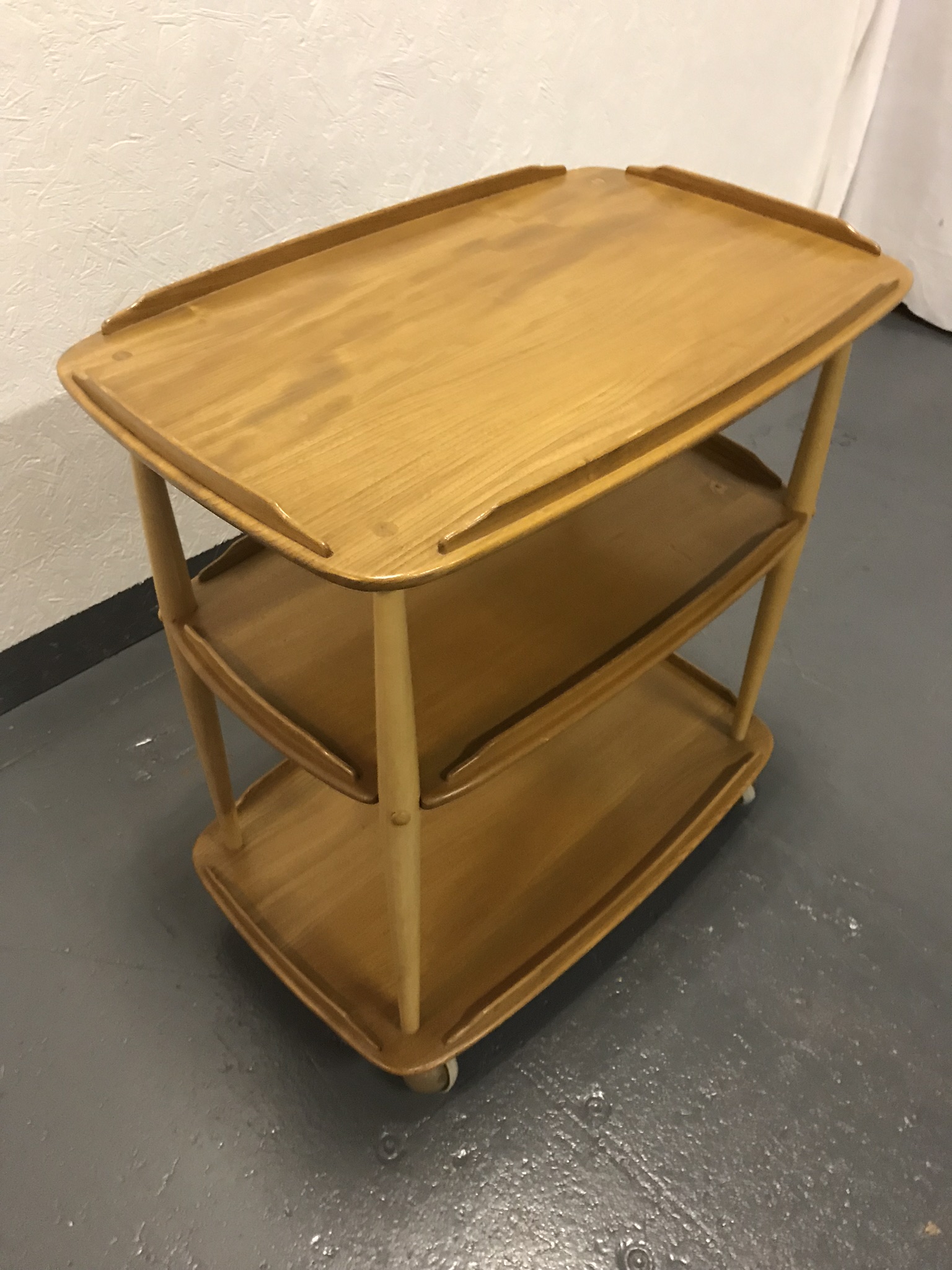 Vintage 1960s Ercol 458 Windsor Elm & Beech Blond 3 Tier Hostess Drinks ...