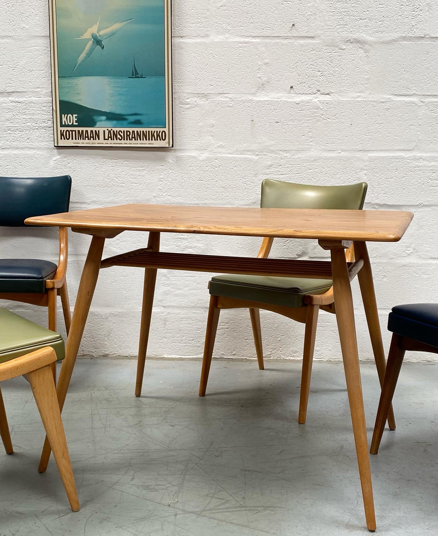 4 x Mid Century 1960s Stoe Ben Dining Chairs & Ercol 393 Table ...