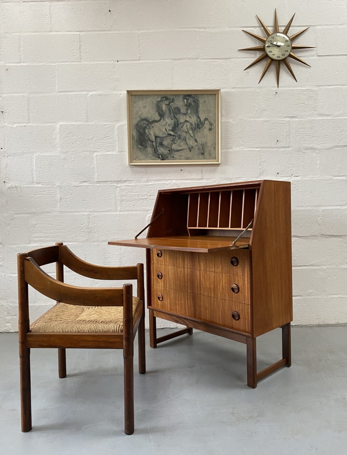 Retro 1960s / 1970s Turnidge of London Teak Bureau – Pavement Vintage