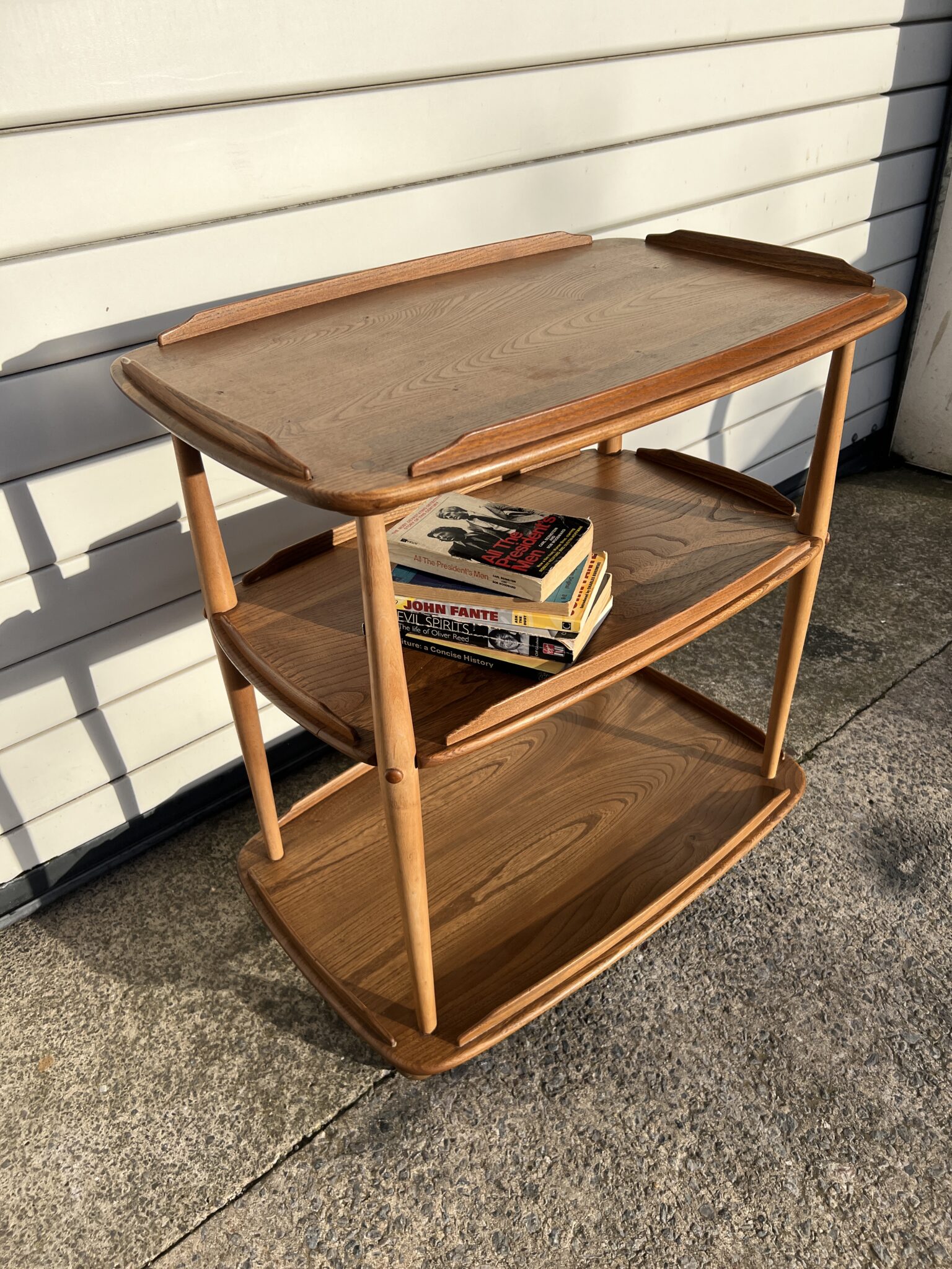 Vintage 1960s Ercol 458 Windsor Elm & Beech Blond 3 Tier Hostess Drinks ...