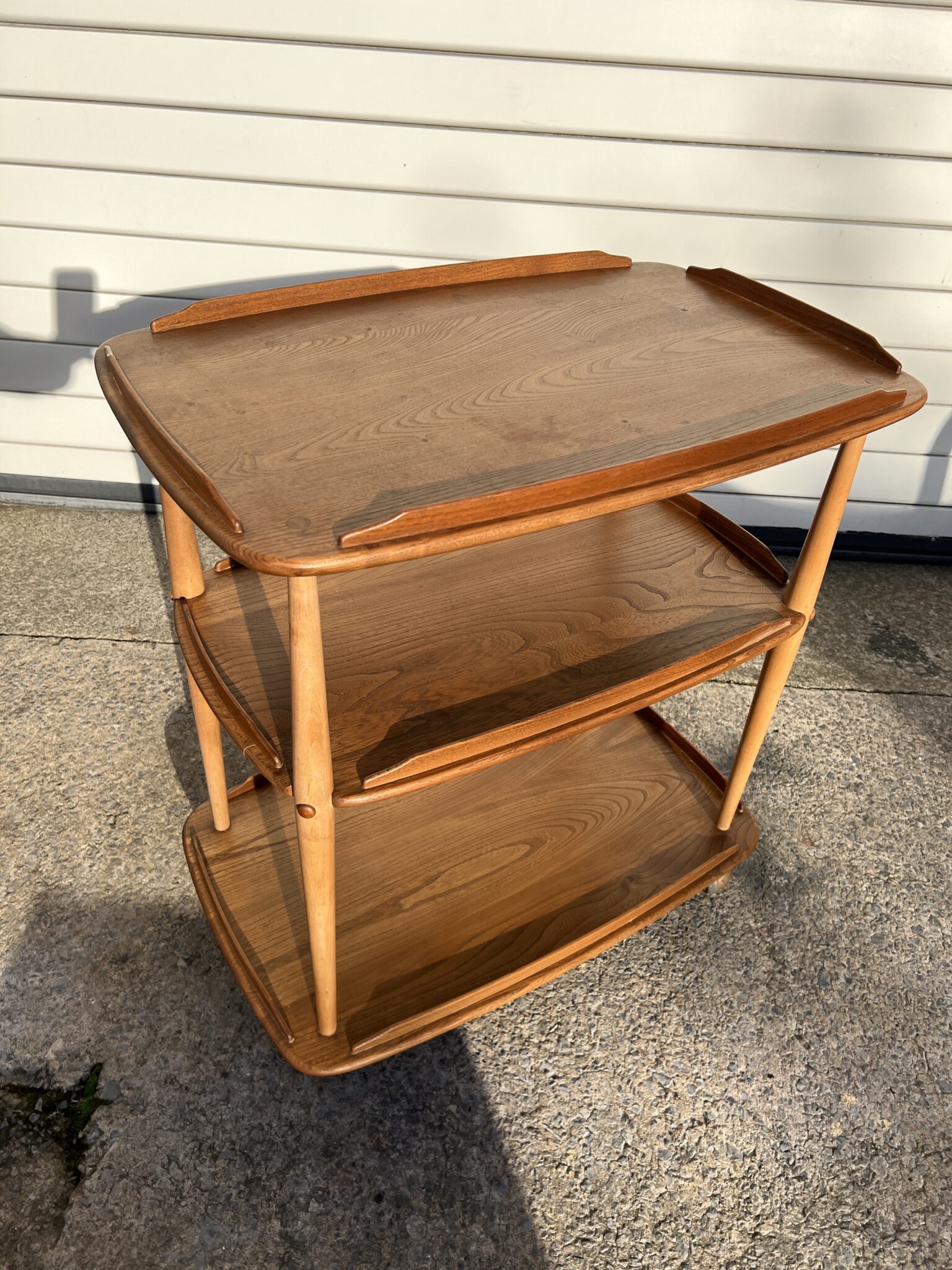 Vintage 1960s Ercol 458 Windsor Elm & Beech Blond 3 Tier Hostess Drinks ...